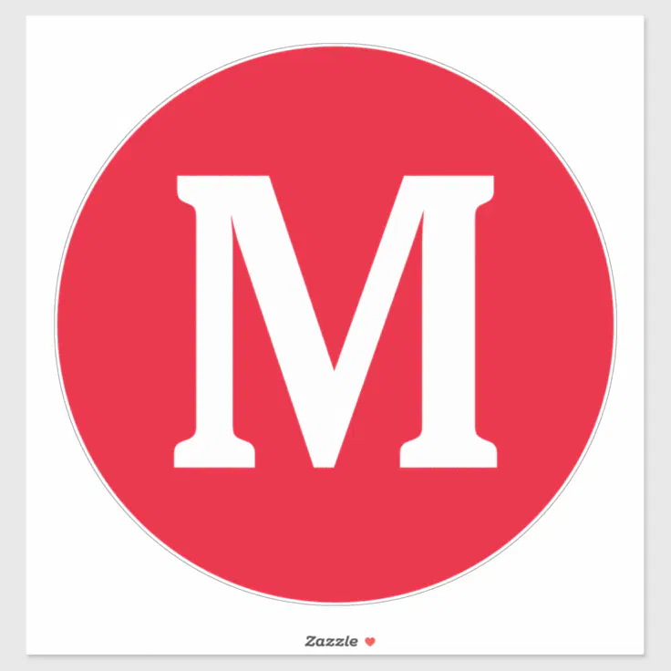Monogram Initials Red white Bold Custom Name Cool Sticker | Zazzle