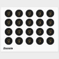 Monogram J, gold colored initial J on black, Classic Round Sticker | Zazzle