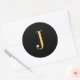 Monogram J gold-colored on black background Classic Round Sticker | Zazzle