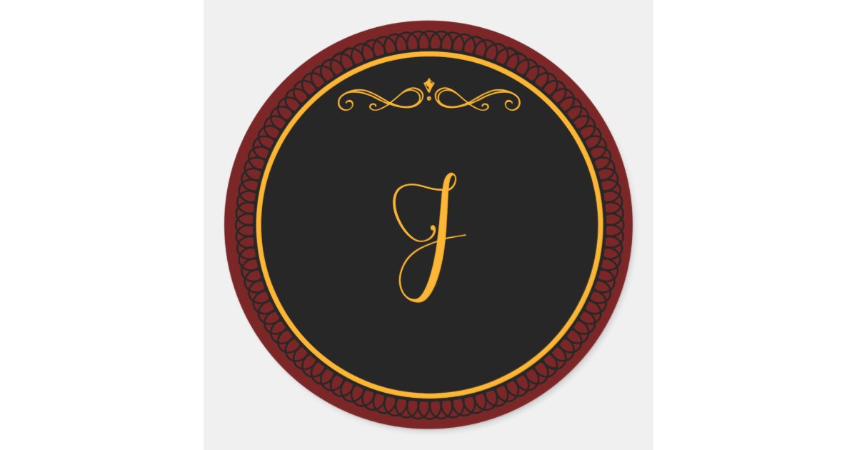 Monogram "J" gold-colored script Classic Round Sticker | Zazzle