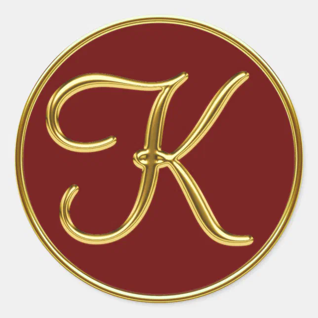 Monogram K in 3D gold Classic Round Sticker | Zazzle