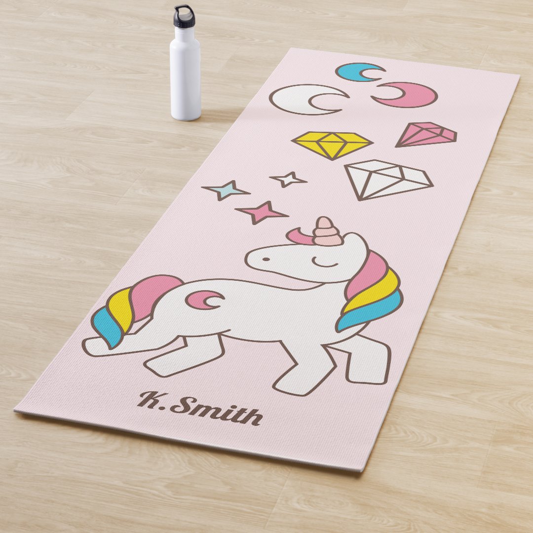 Monogram. Kawaii Cute Magical Unicorn. Yoga Mat | Zazzle