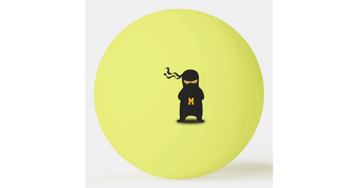 Monogram. Kawaii Cute Ninja for Nerd Geek. Ping Pong Ball | Zazzle