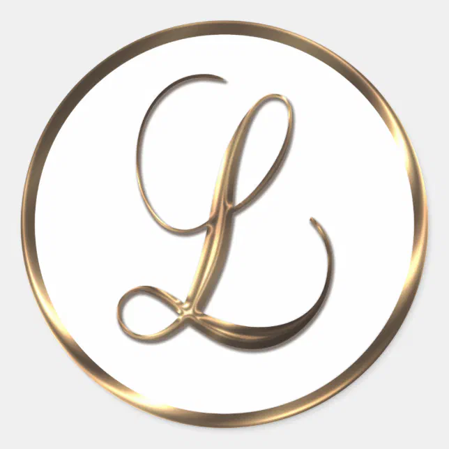 Monogram L Faux Bronze Classic Round Sticker | Zazzle