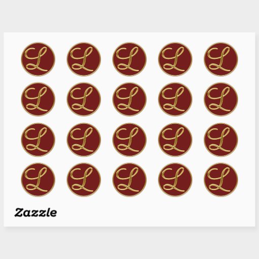 Monogram L in 3D gold Classic Round Sticker | Zazzle