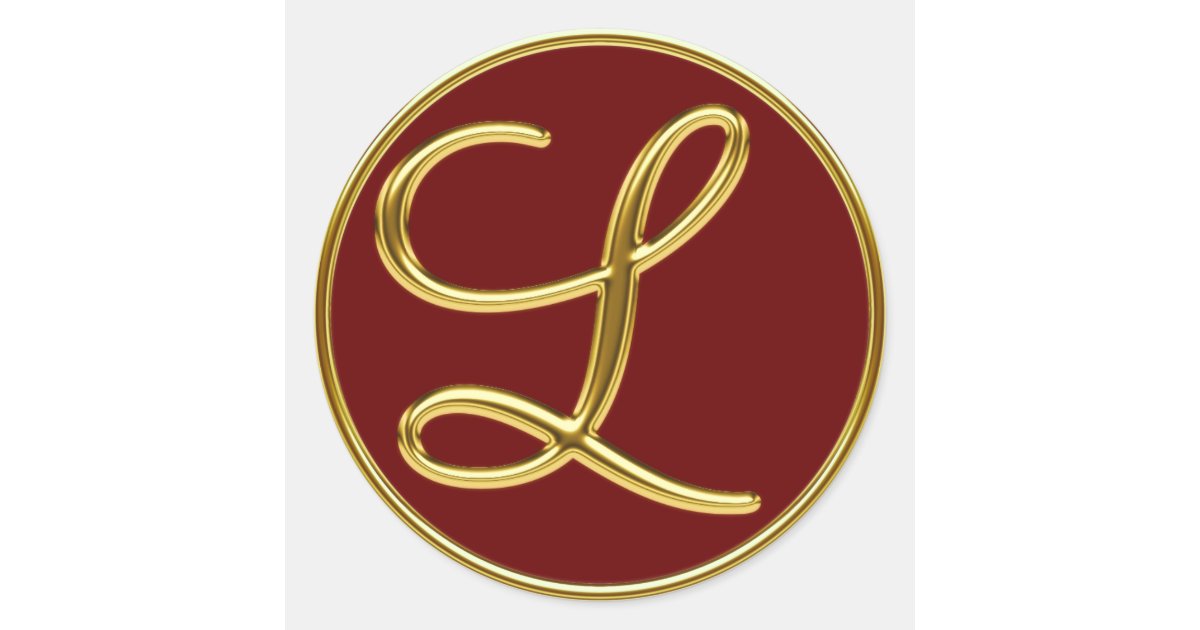 Monogram L in 3D gold Classic Round Sticker | Zazzle