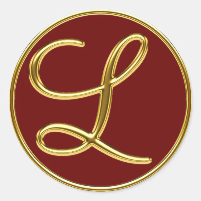 Monogram L in 3D gold Classic Round Sticker | Zazzle
