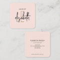 Monogram Lashes Esthetician Beauty Blush Pink Square Business Card | Zazzle