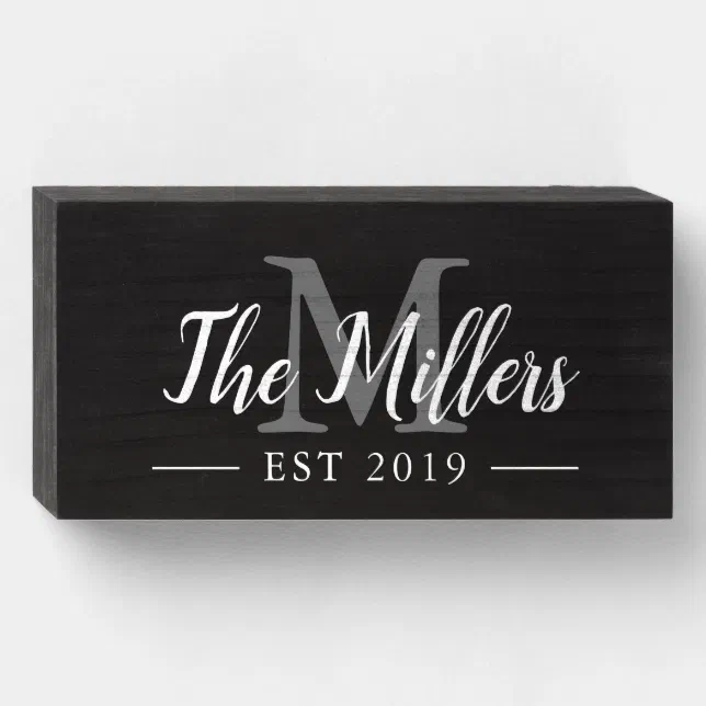 Monogram Last Name Sign | Family Name Wood Sign | Zazzle