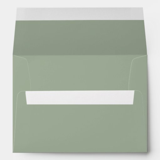 Monogram Leaf Green A7 5x7 Wedding Invitation Envelope | Zazzle