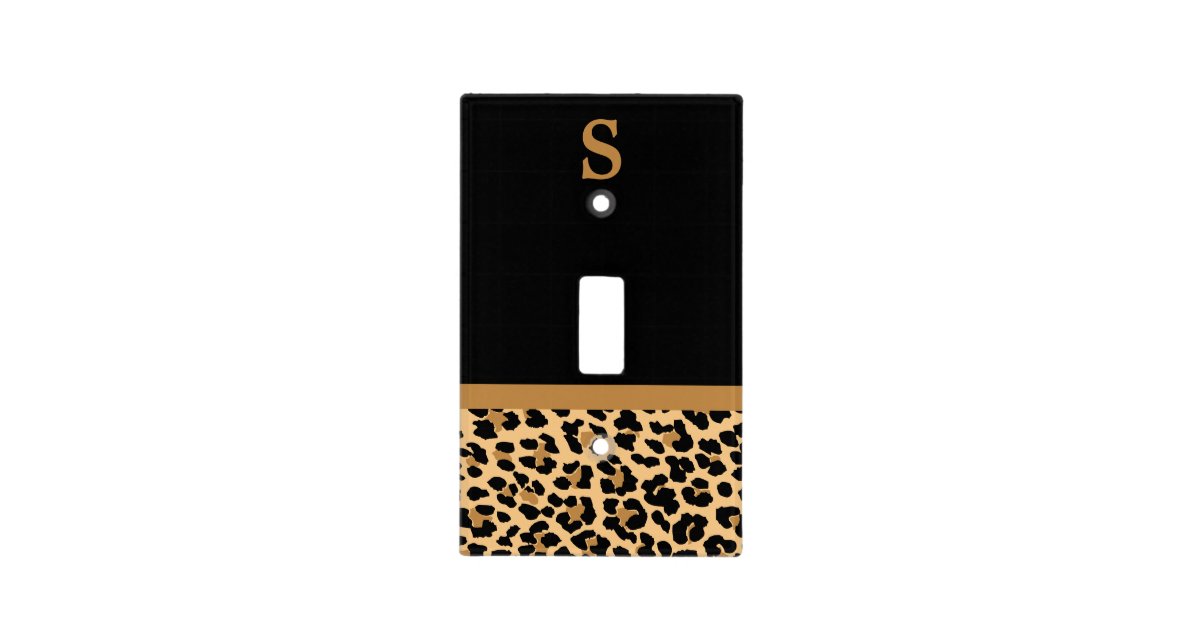 Monogram Leopard Print Light Switch Plate Cover | Zazzle