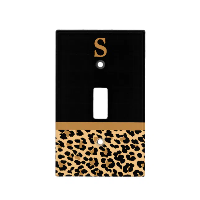 Monogram Leopard Print Light Switch Plate Cover | Zazzle