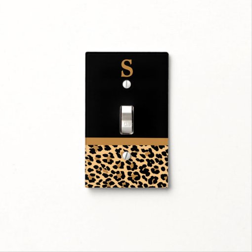 Monogram Leopard Print Light Switch Plate Cover | Zazzle