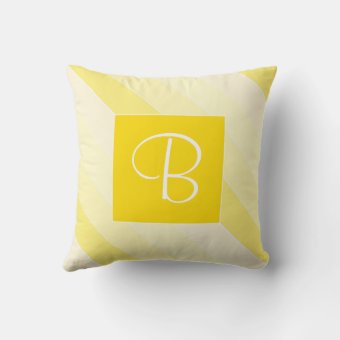 Monogram Letter B Yellow Decorative Template Throw Pillow | Zazzle