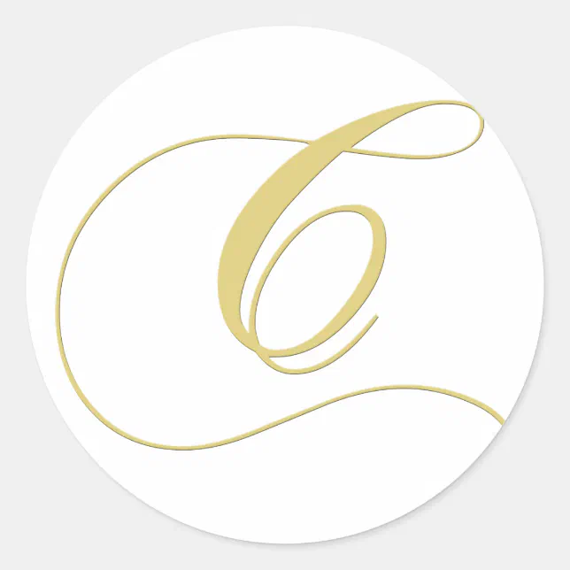 Monogram Letter C Golden Single Classic Round Sticker | Zazzle