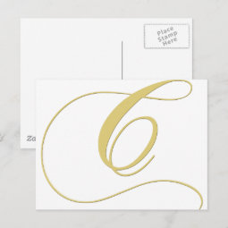 Monogram Letter C Golden Single Postcard | Zazzle