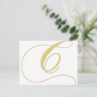 Monogram Letter C Golden Single Postcard | Zazzle