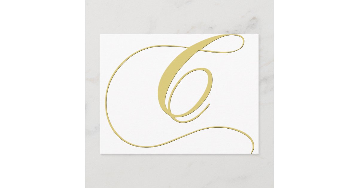 Monogram Letter C Golden Single Postcard | Zazzle