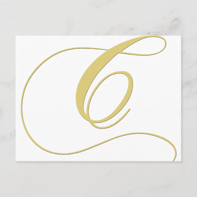 Monogram Letter C Golden Single Postcard | Zazzle