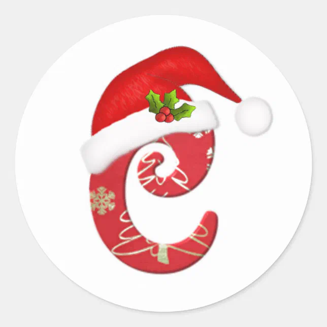Monogram letter C, Santa hat Christmas Sticker | Zazzle