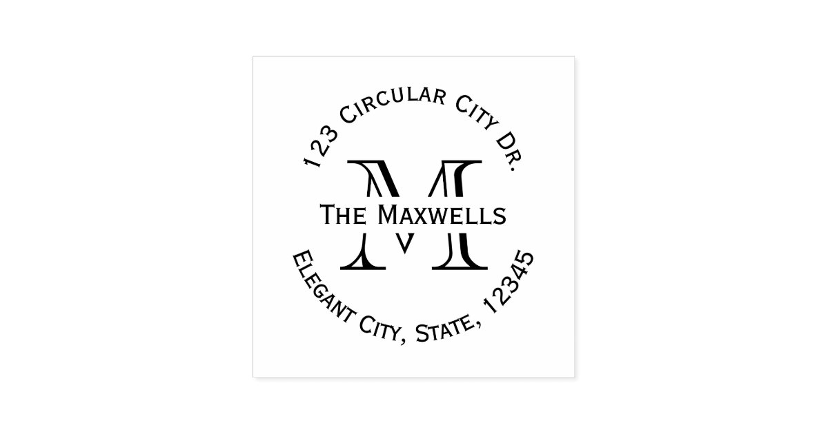 Monogram Letter Circle Address Stamp | Zazzle