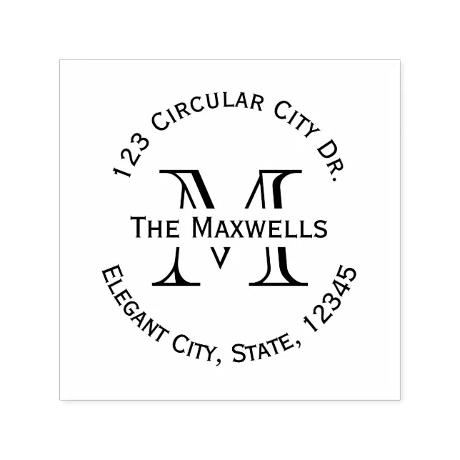 Monogram Letter Circle Address Stamp | Zazzle