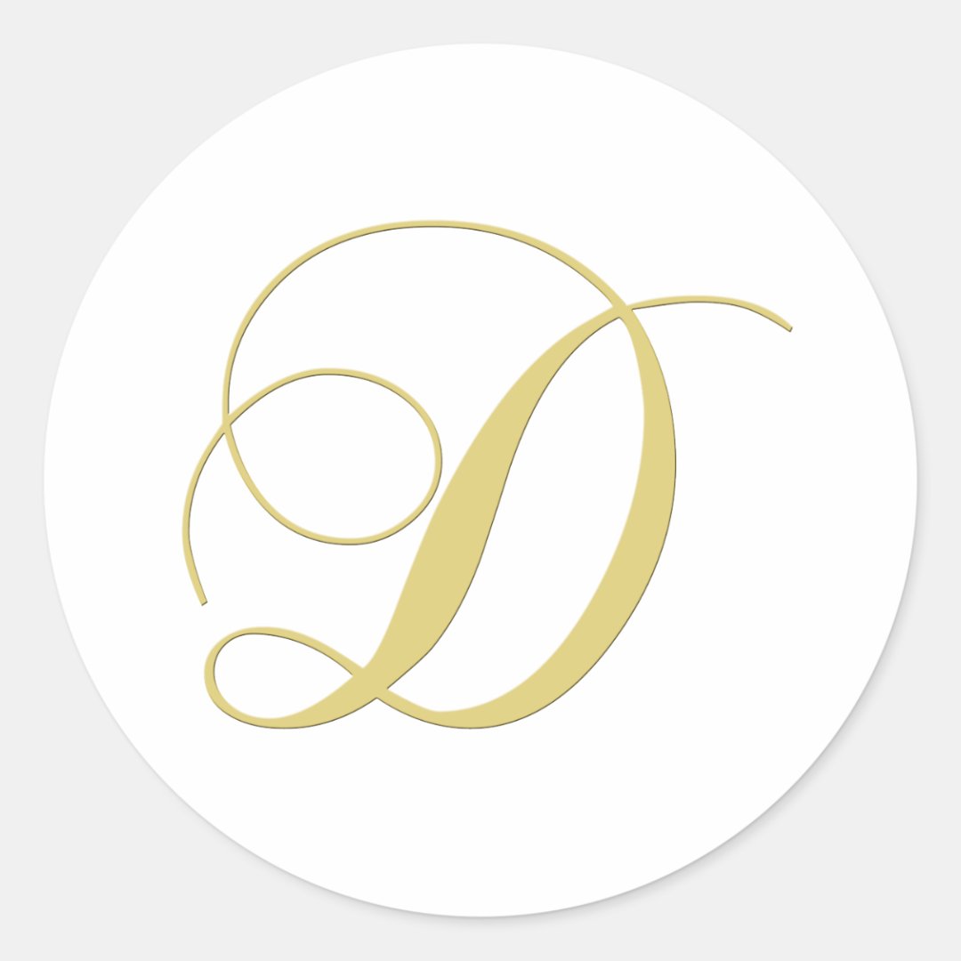 Monogram Letter D Golden Single Classic Round Sticker | Zazzle