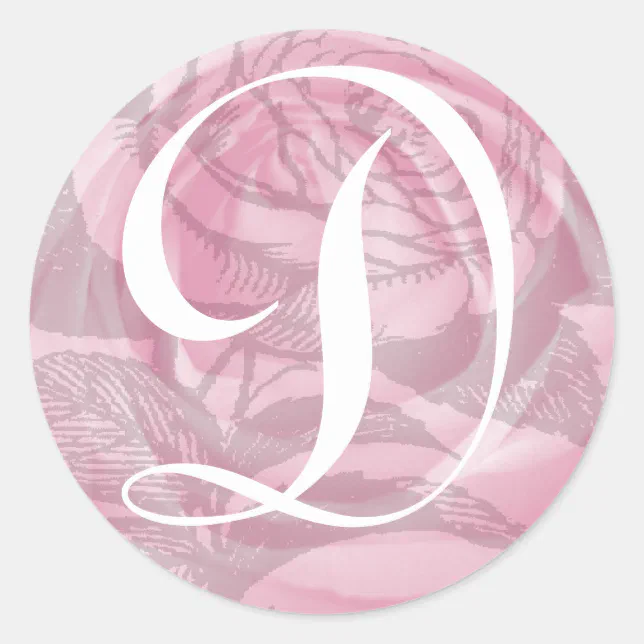 Monogram Letter D Pink Roses Sticker | Zazzle