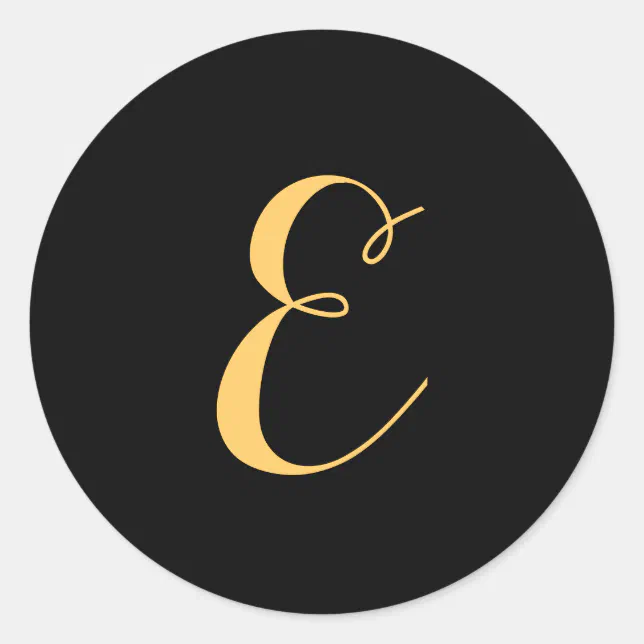 Monogram letter E script Gold-Color Classic Round Sticker | Zazzle