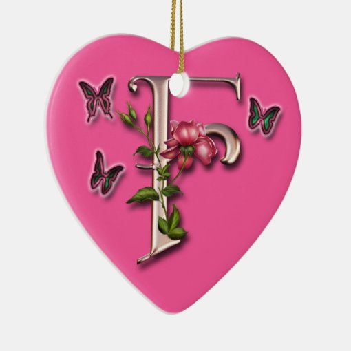 MONOGRAM LETTER F - HEART ORNAMENT | Zazzle