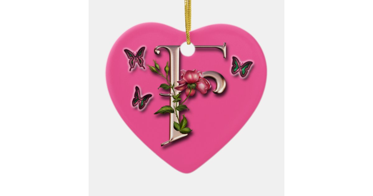 MONOGRAM LETTER F - HEART ORNAMENT | Zazzle