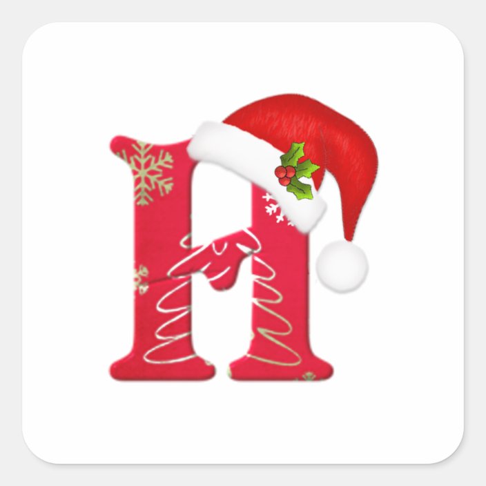 Monogram letter H, Santa hat Christmas Sticker | Zazzle.com