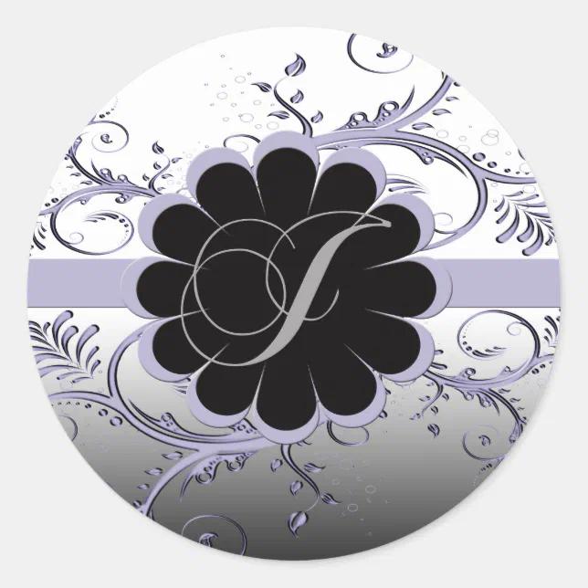 Monogram Letter J Violet Classic Round Sticker | Zazzle