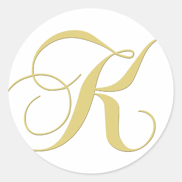 Monogram Letter K Golden Single Classic Round Sticker | Zazzle