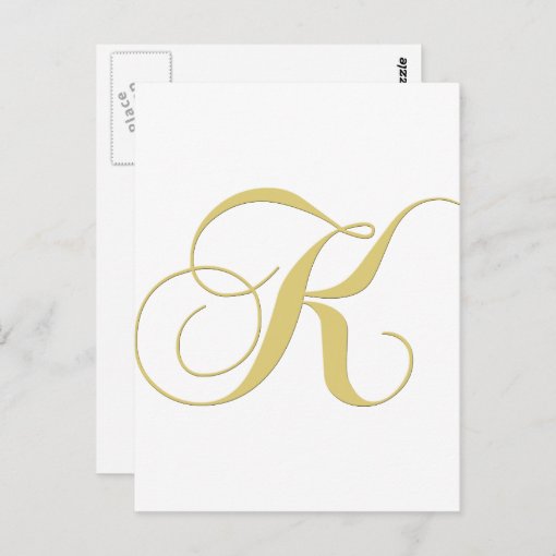 Monogram Letter K Golden Single Postcard | Zazzle