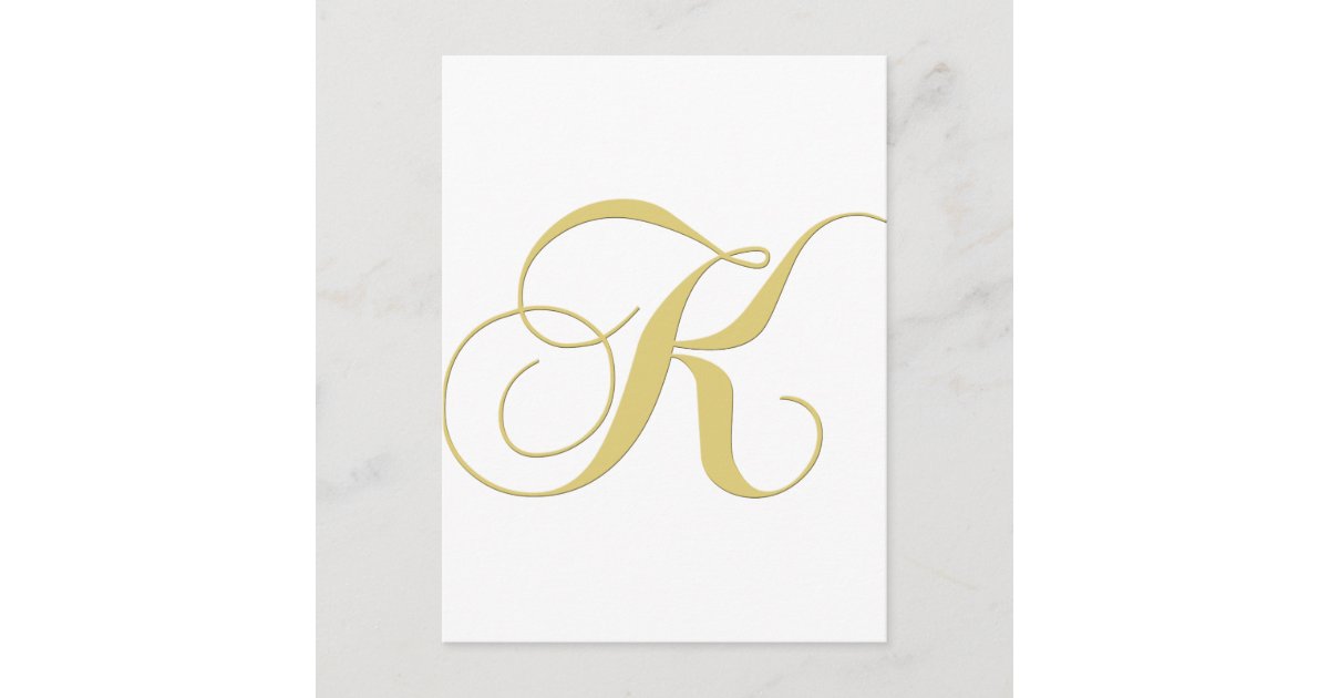 Monogram Letter K Golden Single Postcard | Zazzle
