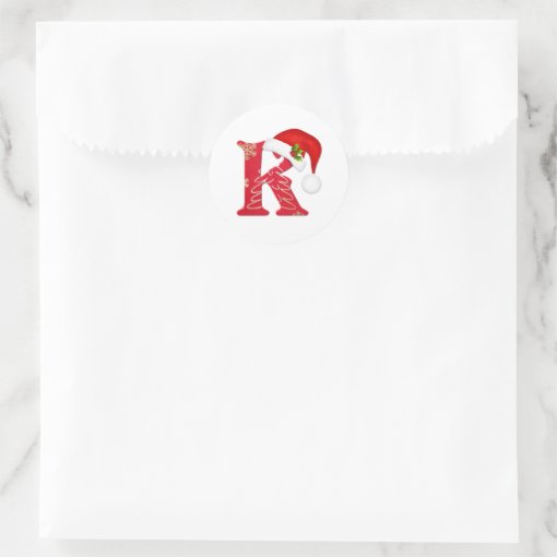 Monogram letter K, Santa hat Christmas Sticker | Zazzle