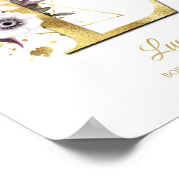 Monogram Letter L Gold Foil & Pink Floral Nursery Poster | Zazzle