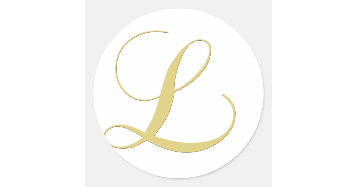 Monogram Letter L Golden Single Classic Round Sticker | Zazzle