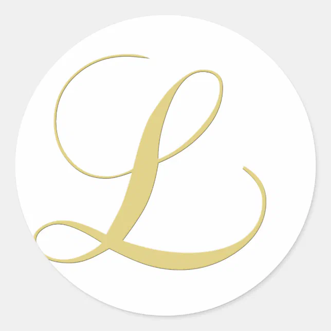 Monogram Letter L Golden Single Classic Round Sticker | Zazzle