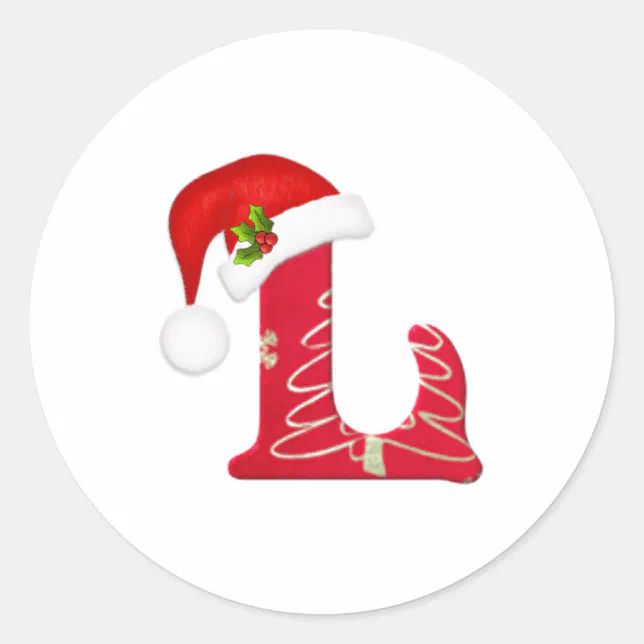 Monogram letter L, Santa hat Christmas Sticker | Zazzle