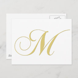 Monogram Letter M Golden Single Postcard | Zazzle