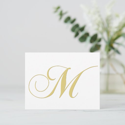 Monogram Letter M Golden Single Postcard | Zazzle