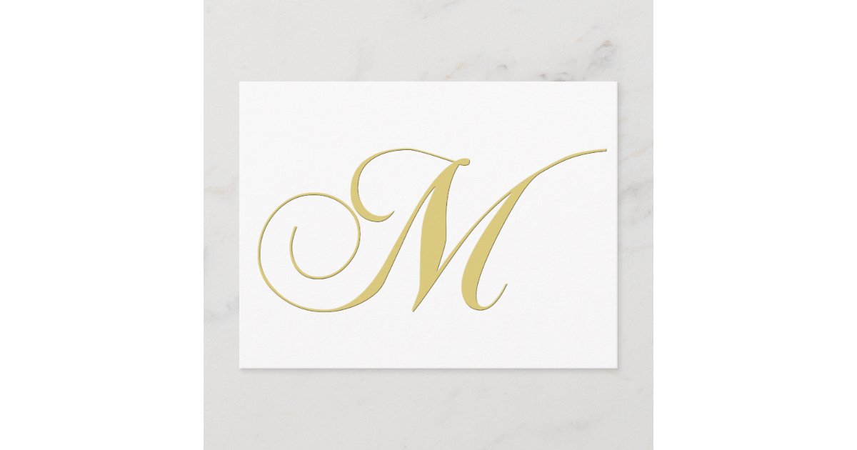 Monogram Letter M Golden Single Postcard | Zazzle