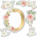 Monogram Letter O Pink Rose Floral Leaf Watercolor Sticker | Zazzle