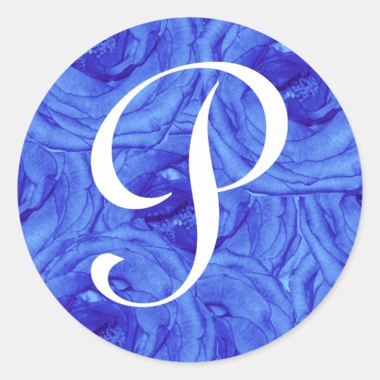 Monogram Letter P Blue Rose Sticker | Zazzle.com