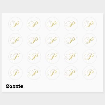 Monogram Letter P Golden Single Classic Round Sticker | Zazzle