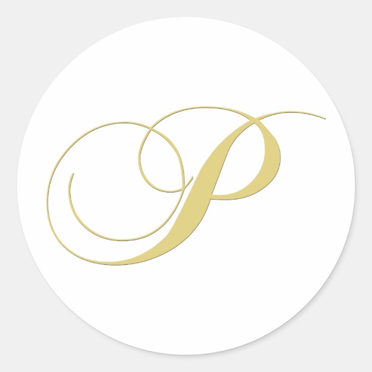 Monogram Letter P Golden Single Classic Round Sticker | Zazzle
