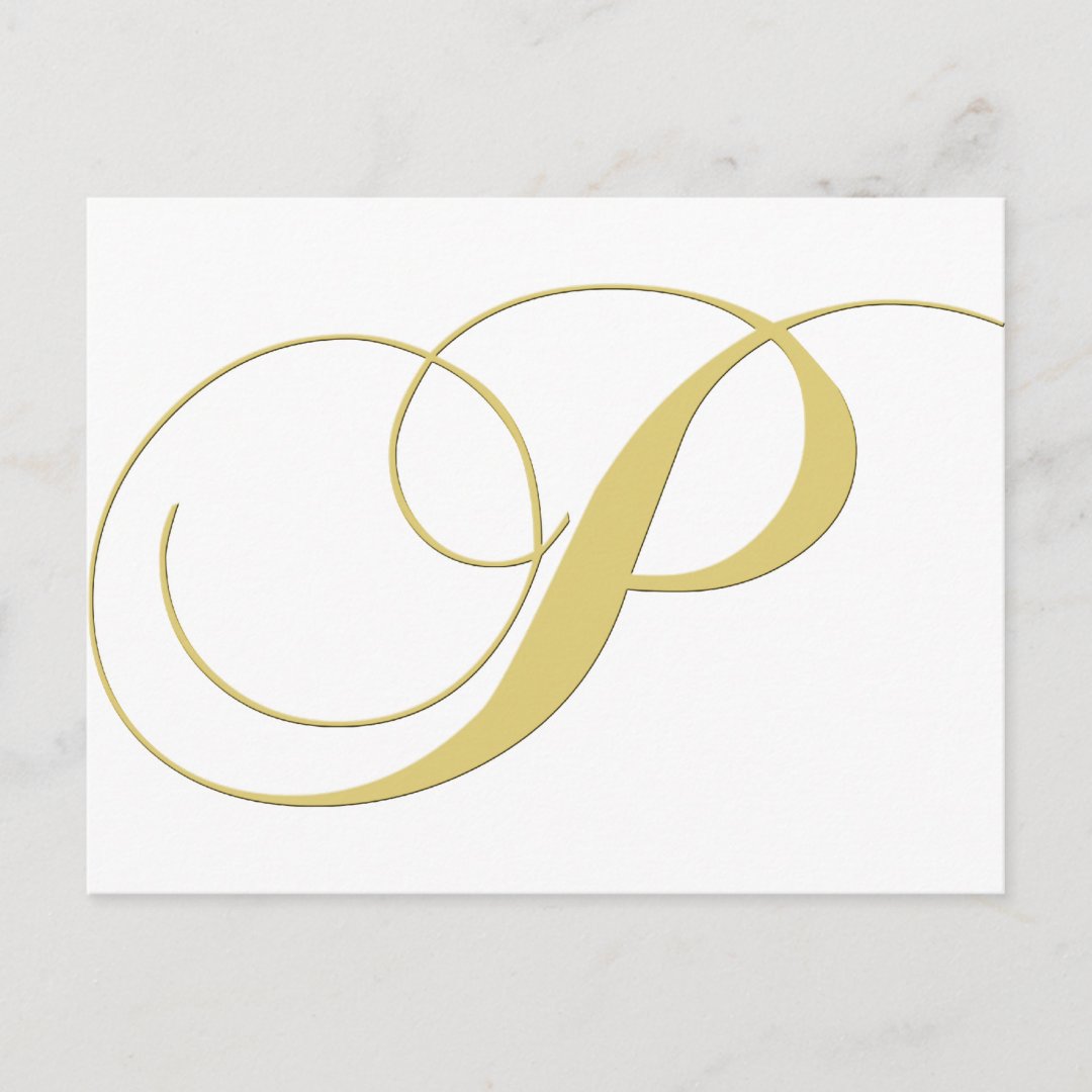 Monogram Letter P Golden Single Postcard | Zazzle