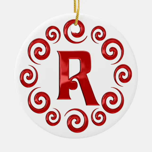 Monogram Letter R Red Ceramic Ornament | Zazzle